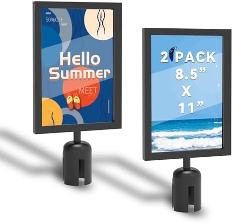 Amazon.com: Kigley 2 Pack Stanchion Sign Holder Portrait Top Stand ...