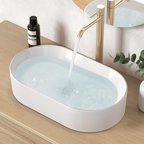 KES Bathroom Sink, White Vessel Sink for Bathroom, Oval Above Counter ...