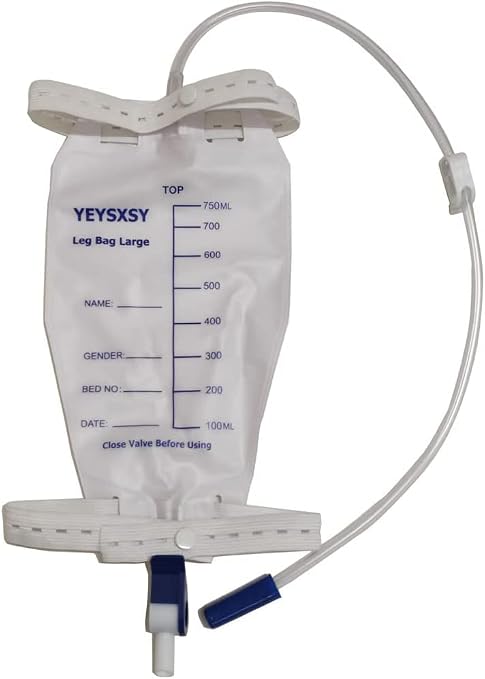 Leg Bag Urinary Drainage Bag Anti-Reflux Valve Easy Flip 25 Oz with 25 ...