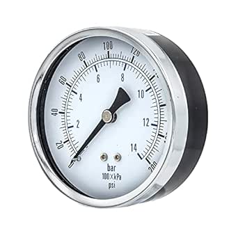 Dry Center Back Mount Pressure Gauge with 3.5" Dial, 0-200 PSI, 1/4 ...