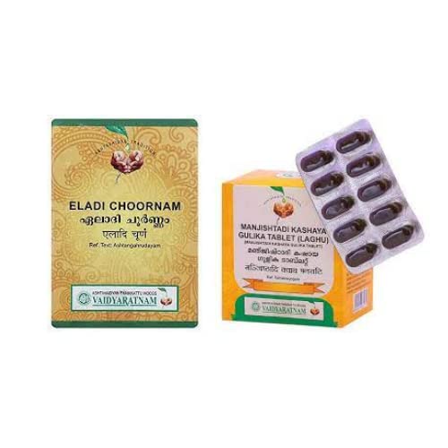 Buy vaidyaratnam Eladi Choornam 50g with VAID Manjishtadi Kashayam ...