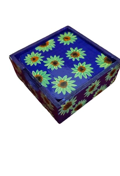 Buy Rahosh Qala Bazaar - Set of 6 Hand Crafted Tea Coster with Stand ...