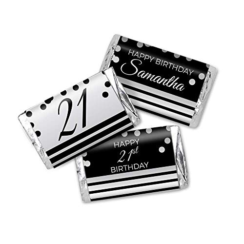 Amazon.com: Elegant Black and Silver Personalized 21st Birthday Favor ...