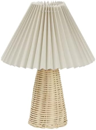 Rattan Table Lamp, Small Pleated Table Lamp Vintage Bedside Lamps with ...