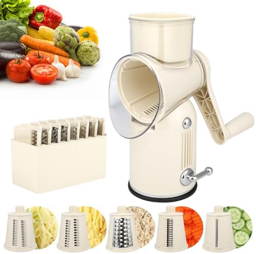 Dreamhigh® Rotary Cheese Grater, Manual Vegetable Grater with 5 ...