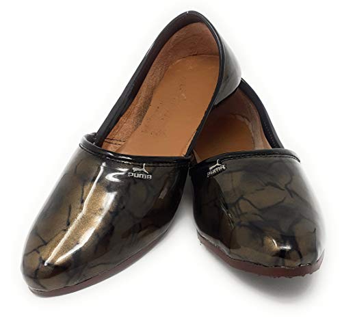 EKIN Men's Shining Black Golden Mojari - 9 UK : Amazon.in: Shoes & Handbags