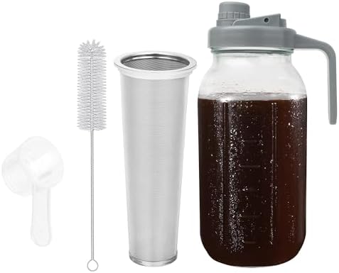 Amazon.com: Cold Brew Coffee Maker Pitcher, 64 Oz Heavy Duty Wide Mouth ...