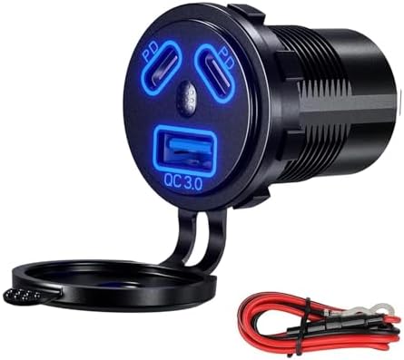 BLAZDEVE 12V USB Car Charger Socket, Dual PD USB-C & USB QC 3.0 Fast ...