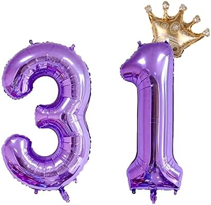 Amazon.com: Purple 31 Number Balloon 32 inch Jumbo Foil Balloons with ...