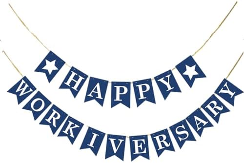 Amazon.com: KUNGOON Happy Work Anniversary Banner, Navy Blue and White ...