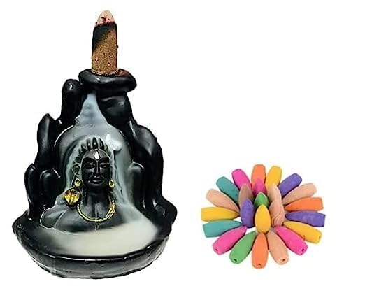 MKSL Smoke Fountain Lord Shiva Adiyogi Statue Cone Incense Holder ...