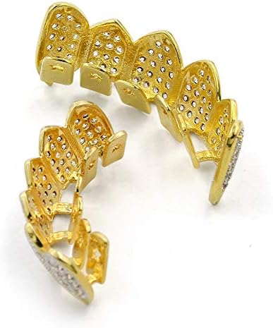 Amazon.com: TOPGRILLZ Diamond Grills 18K Gold Plated Fully Iced Out CZ ...