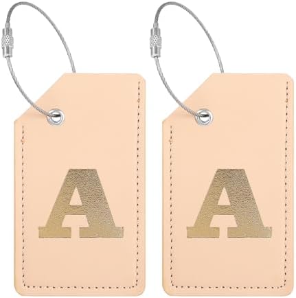 Amazon.com: Monogram Luggage Tag, 2 Pcs Initial Luggage Tag, Luggage Name Tags for Suitcases, PU ...