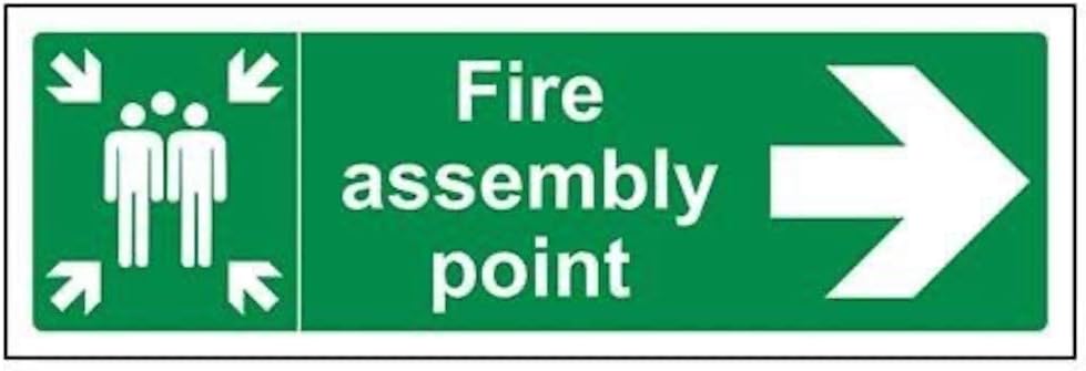 Fire assembly point directional left arrow Safety sign - 1.2mm Rigid ...