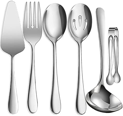 Amazon.com | IAXSEE 6 PCS Stainless Steel Serving Utensils, Large ...