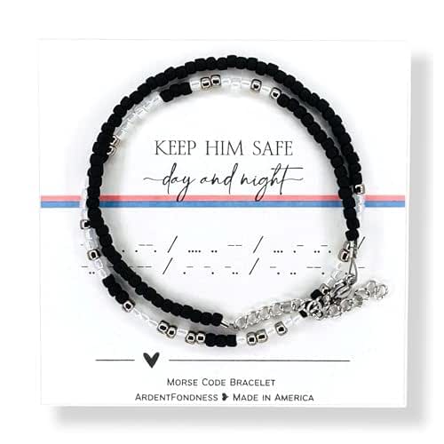 Amazon.com: Keep Him Safe Day And Night Morse Code Beaded Wrap Bracelet ...
