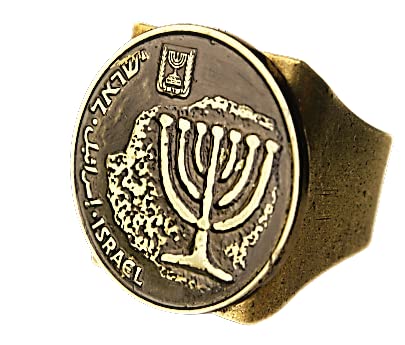 Amazon.com: Men Ring Hebrew authentic Israel coin Holy land Menorah ...