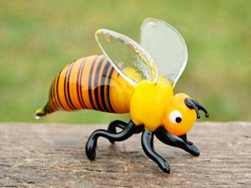 Amazon.com: Glass Bee Figurine Yellow Honey Bee Decoration Gift Ideas ...