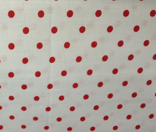 Amazon.com: Small Polka Dot Poly Cotton Red Dots on White 58 Inch ...