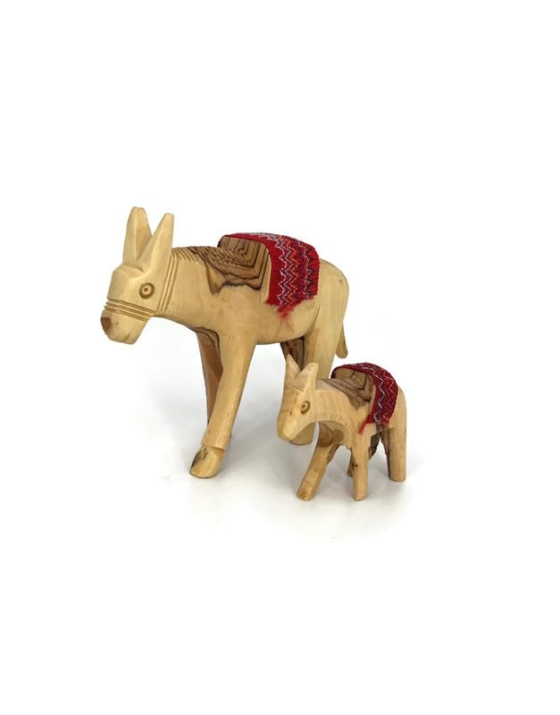 Amazon.com: Wooden Donkey Figurine, Israel Olive Wood Donkey, Nativity ...
