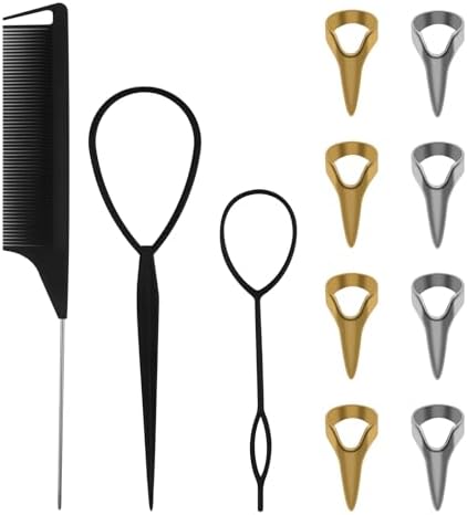 Amazon.com : 11PCS Hair Braiding Tools Ring Set with 8 Metal Pinky Hair ...