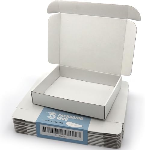 25 x Pizza Boxes 7" Flat Cardboard Postal Takeaway Style Plain White ...