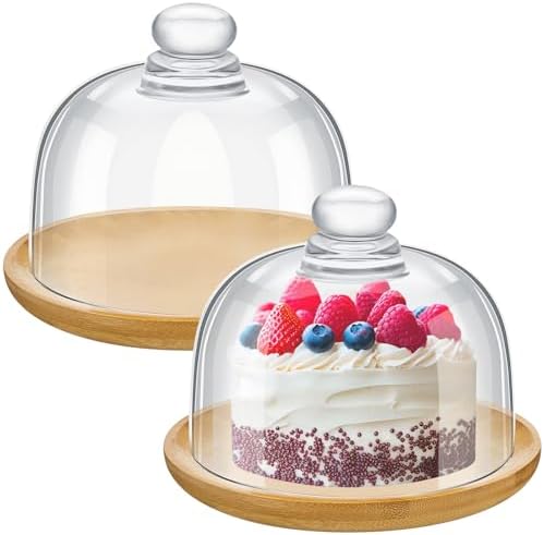 Amazon.com | Menkxi 2 Pcs Glass Dessert Dome with Base Clear Cheese ...