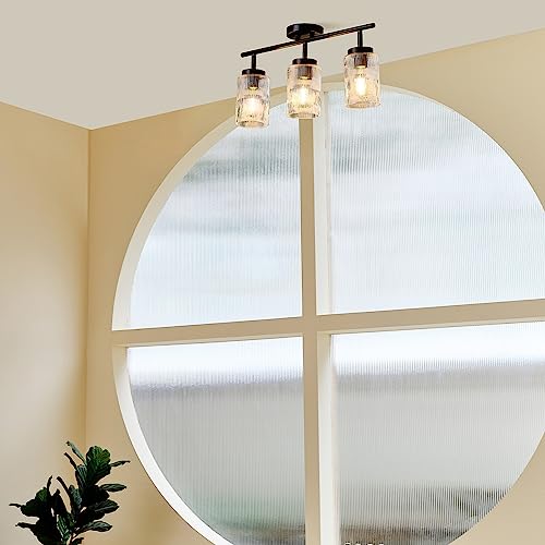 Snapklik.com : 64000044 3-Light Track Lighting, Ribbed Glass Shades ...