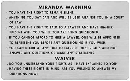 Amazon.com : DGXMD Miranda Warning Card - Double-sided Miranda Rights ...
