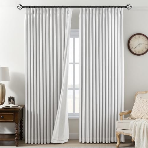 Amazon.com: Pinch Pleated Curtains 100% Blackout Linen Curtains 95 ...