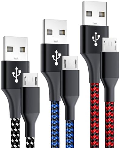 Amazon.com: 3-Pack 6FT Micro USB Cable Android Charger Cord,Long ...