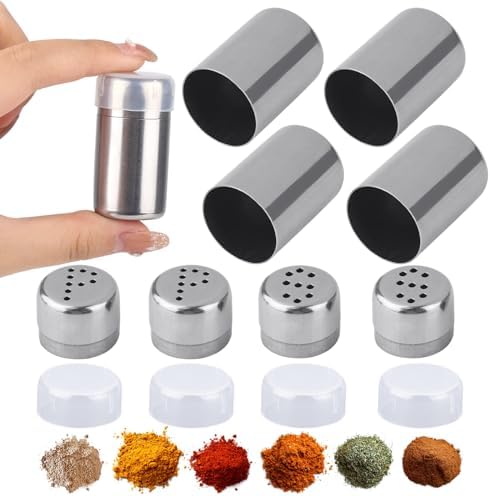 Pack of 4 Mini Salt Shakers, 5 ml Small Salt Shakers, Stainless Steel ...