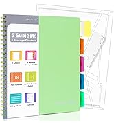 Amazon.com : MOWEE Spiral Notebook - 5 Subject Notebook, College Ruled ...