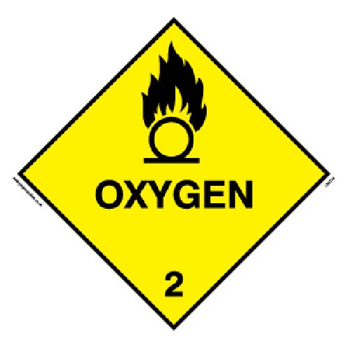 Viking Signs LN5734-S10-V"Oxygen Hazard" Sign, Vinyl, 100 mm x 100 mm ...