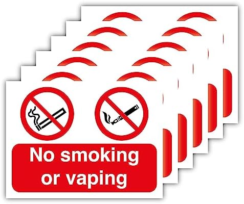 11CM X 9CM Pack of 10 Self Adhesive No Smoking or Vaping Signs Vinyl ...