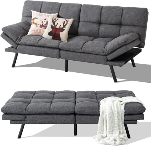 Amazon.com: MUUEGM Futon Sofa Bed,Convertible 71" Couch Sofa, Modern Grey Sleeper Sofa with ...