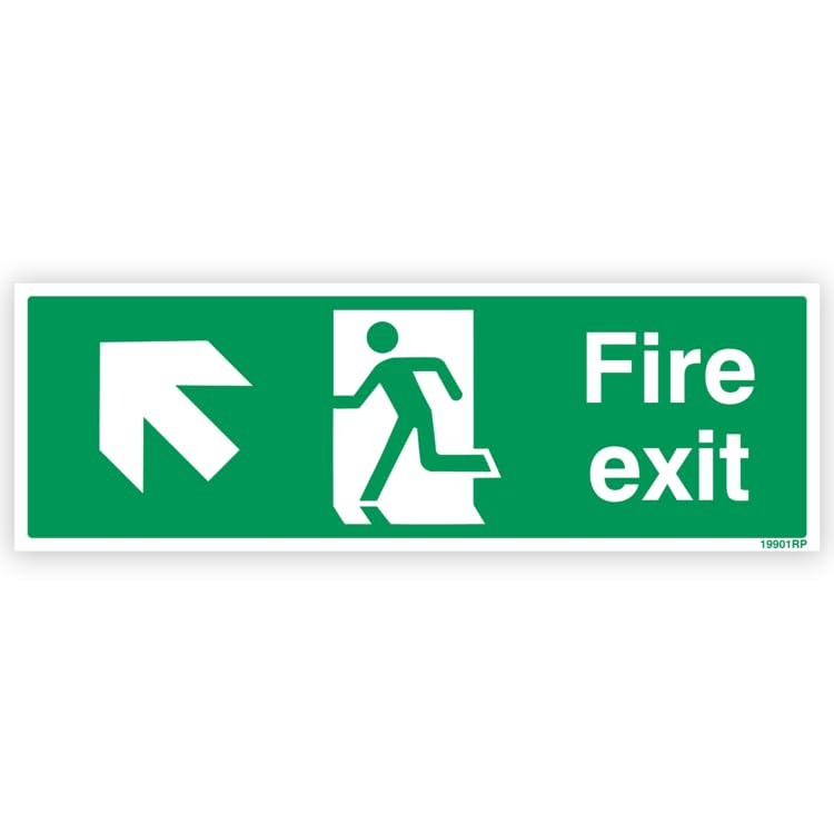 Buy iSigns Exit Signs (Fire Exit Up and Left Arrow) Self Adhesive Vinyl ...