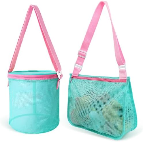 Amazon.com: AMOR PRESENT 2PCS Shell Bags, Teal Mesh Toy Bag Shell ...