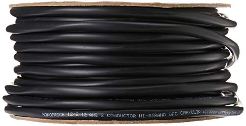 Monoprice Nimbus Series 12 Gauge AWG 2 Conductor CMP-Rated Speaker Wire ...