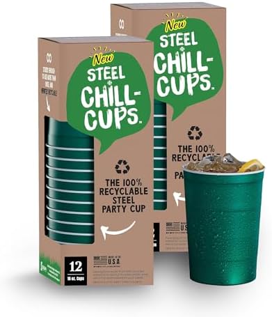 Amazon.com: Steel Chill Cups 16 oz. Party Cups, Perfect for Cold Drinks ...