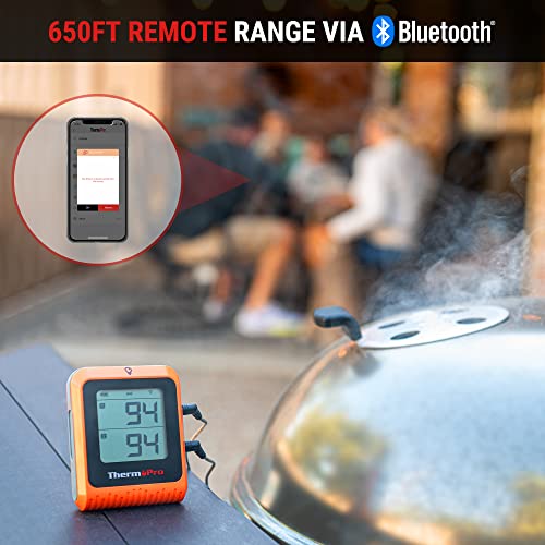 ThermoPro Wireless Meat Thermometer of 650FT for Smoker Oven, Bluetooth ...