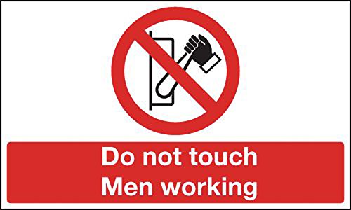 Signs and Labels AMZHZ179AESAV "Do Not Touch Men Working" Prohibition ...
