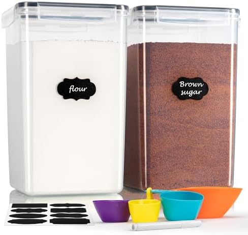 Amazon.com: Komax Flour and Sugar Containers with Lids (Set of 2 ...