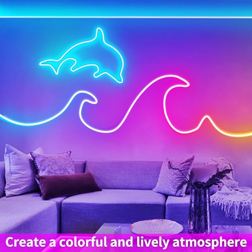 segrass LED neon Lights Strip 15M with Remote,APP Control,24v RGB LED ...