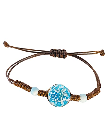 Amazon.com: Rope Bracelet Epoxy Fresh Dried Flower Jewelry Hand Woven ...