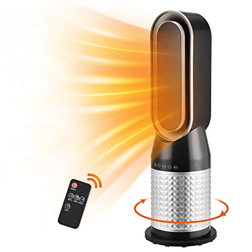 2-in-1 1500W Bladeless Space Heater & Tower FanCombo w/Remote Control ...