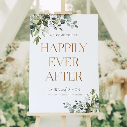 Wedding Welcome Sign - Happily Ever After | Green Eucalyptus. Foam ...
