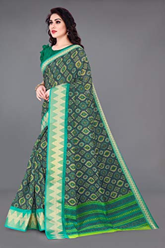 Buy SOURBH Women's Cotton Blend Digital Butta Printed Saree with Blouse ...