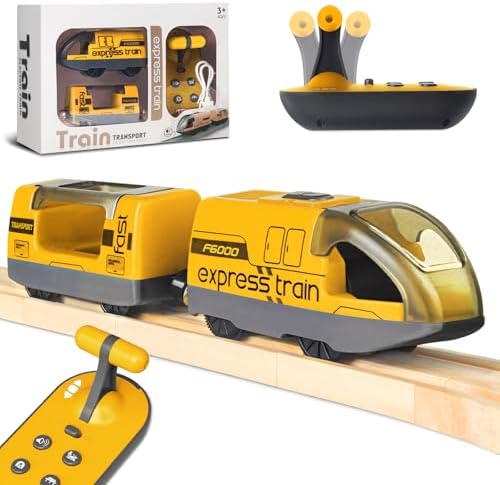 Electric Remote Trains Toy for Wooden Track, Remote Control & Motorized ...