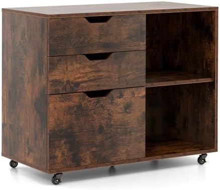 Amazon.com: FEZIBO 3-Drawer Mobile File Cabinet, Lateral Filing Cabinet ...